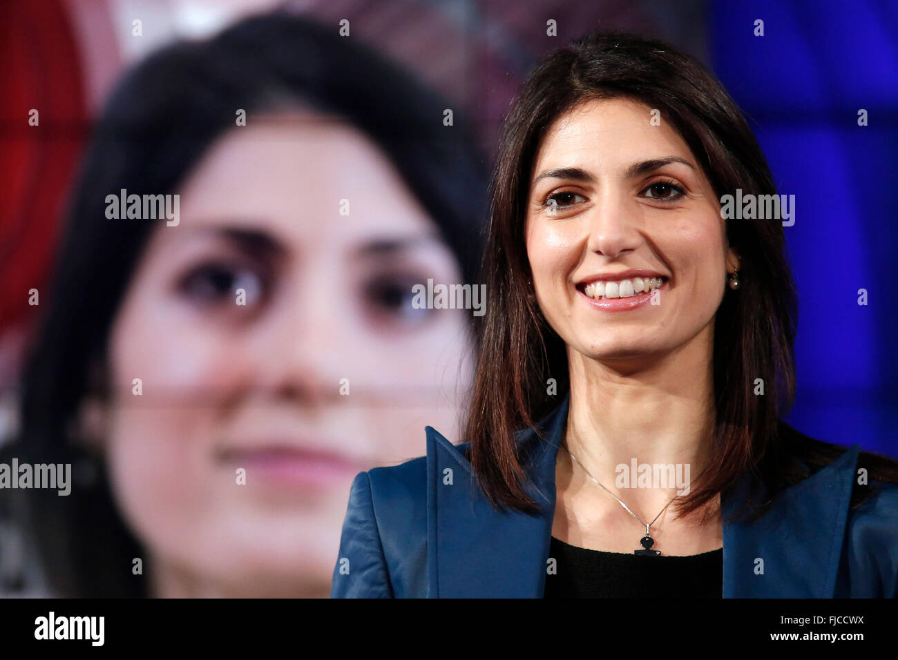Virginia Raggi Rome 1st March 2016. Rai Tv Show 'Porta a Porta'. Guest ...