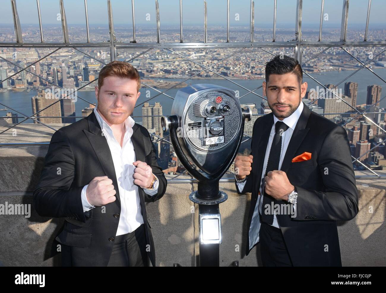 New York, NY, USA. 1st Mar, 2016. Canelo Alvarez, Amir “King” Khan, on ...