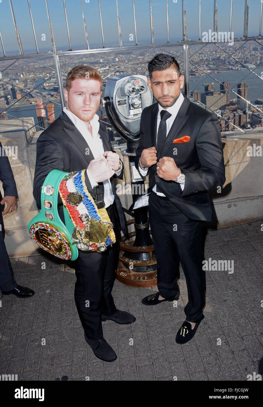 New York, NY, USA. 1st Mar, 2016. Canelo Alvarez, Amir “King” Khan, on ...