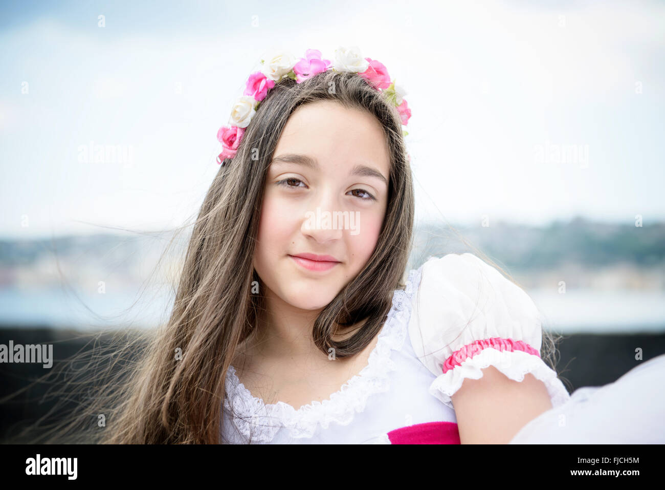 portrait of little girl with long hair Stock Photo - Alamy