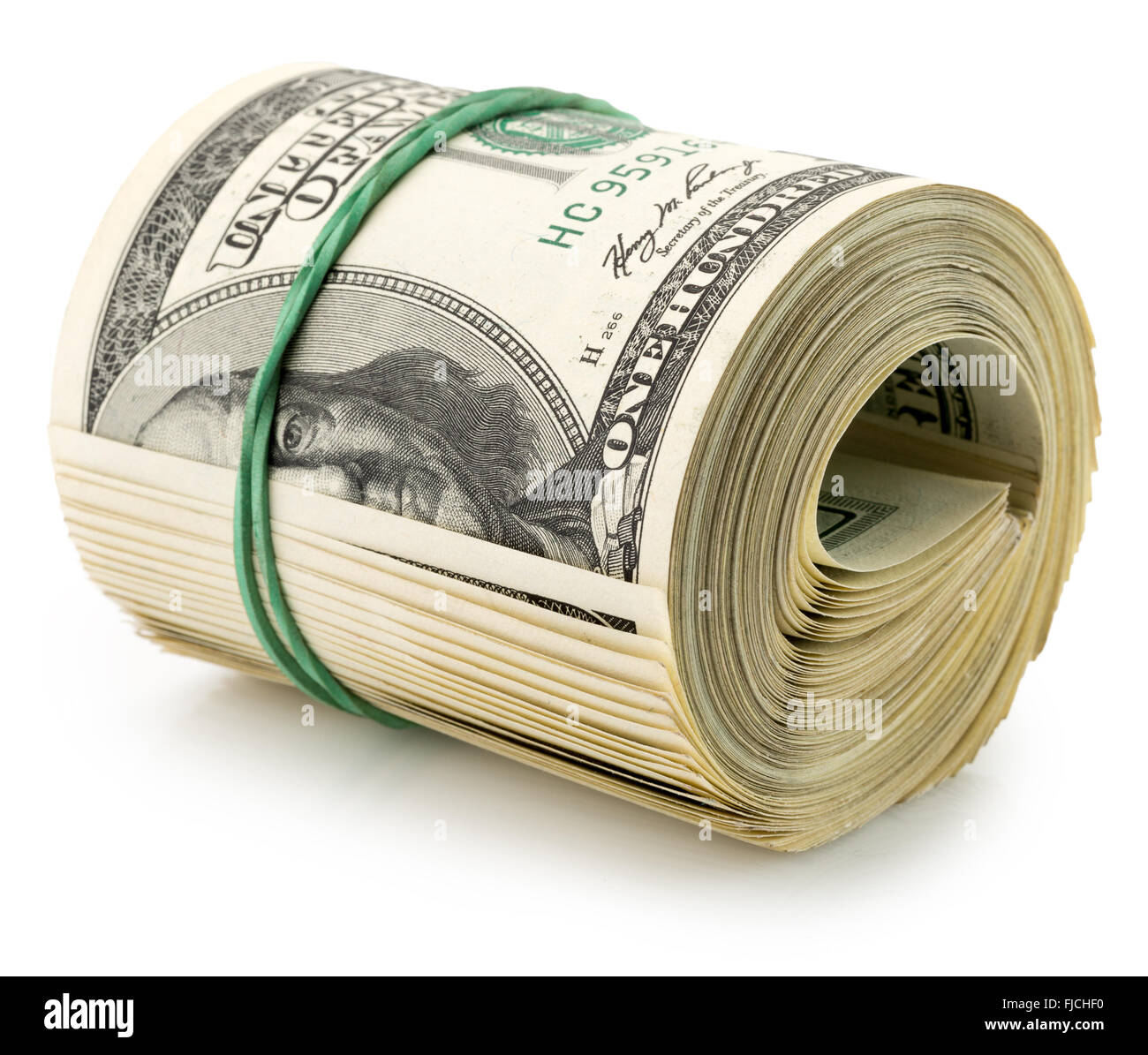 money roll dollars isolated on the white background Stock Photo - Alamy