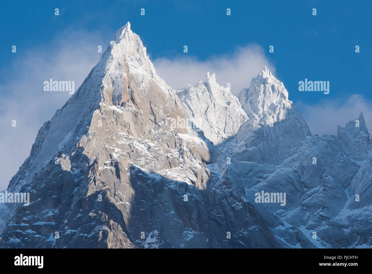 French alps mountain peaks covered with fresh snow. Winter landscape ...