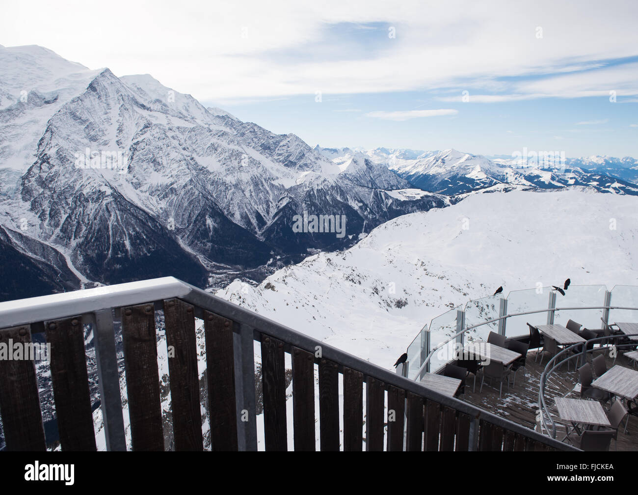 French alps mountain peaks covered with fresh snow. Winter landscape ...