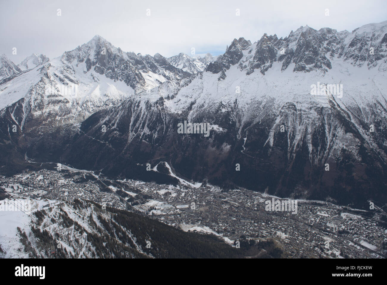 French alps mountain peaks covered with fresh snow. Winter landscape ...