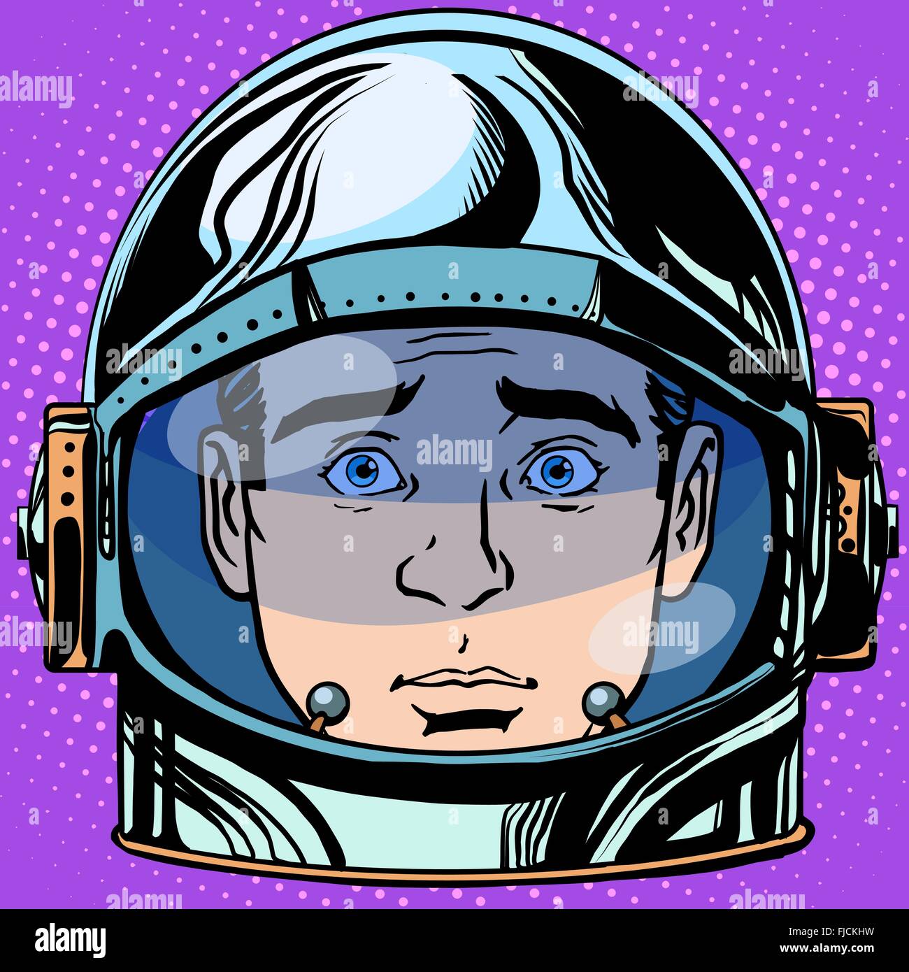 emoticon surprise Emoji face man astronaut retro Stock Vector Image ...