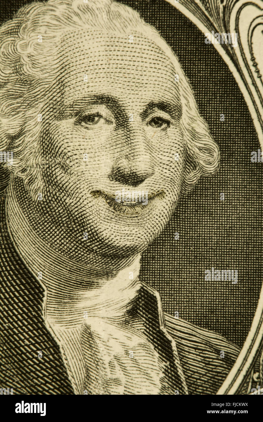 Happy President George Washington smiles on dollar bill Stock Photo - Alamy