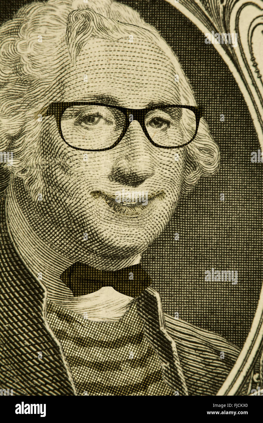 Happy hipster nerd George Washington wears glasses Stock Photo - Alamy