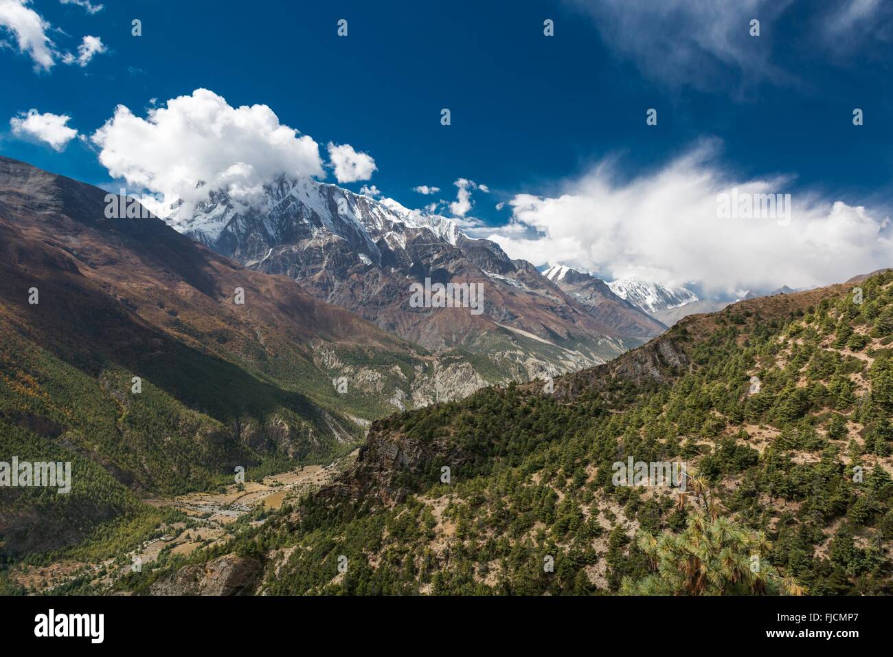 Panoramic view of mountain valley Stock Photo - Alamy