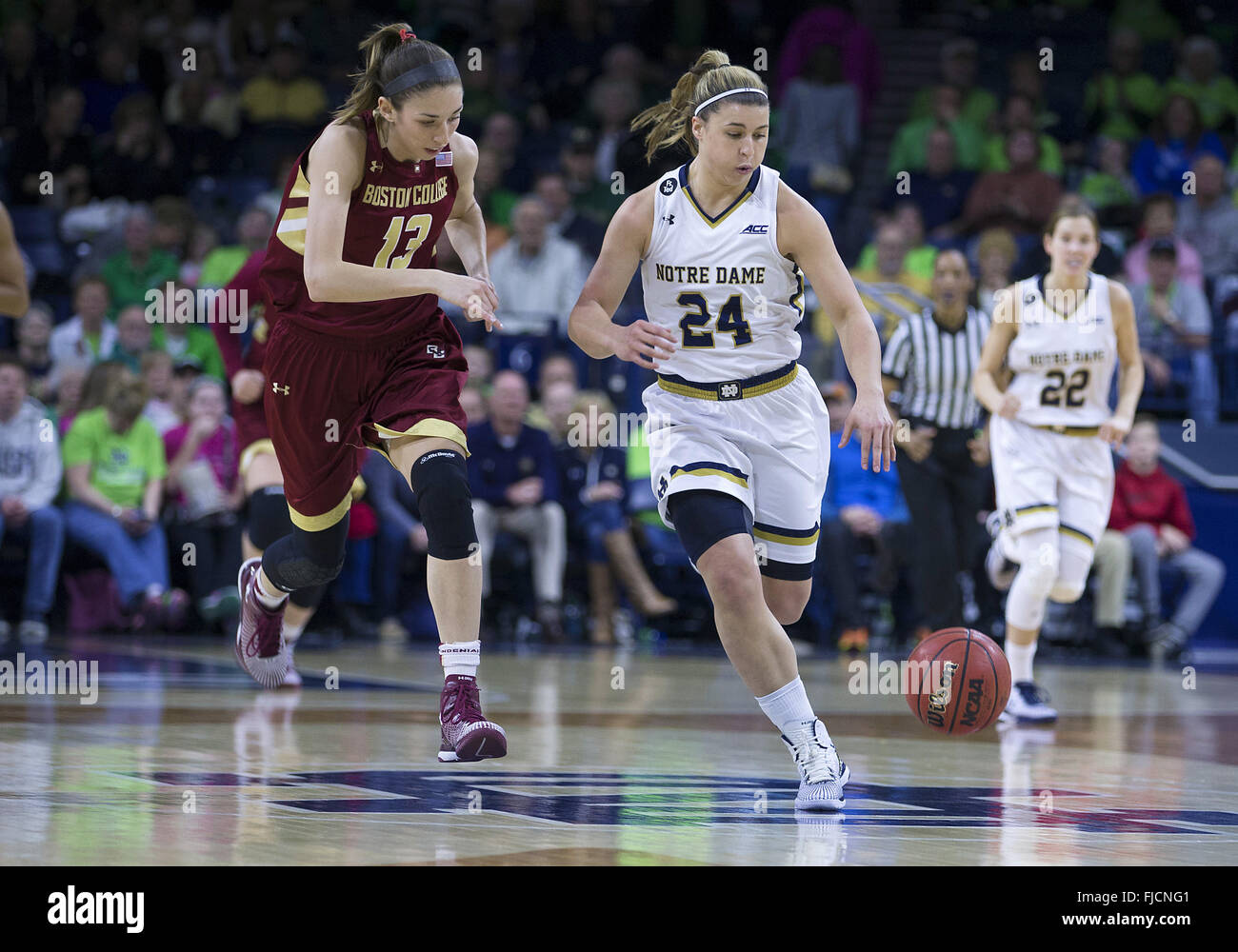 South Bend, Indiana, USA. 27th Feb, 2016. Notre Dame guard Hannah ...