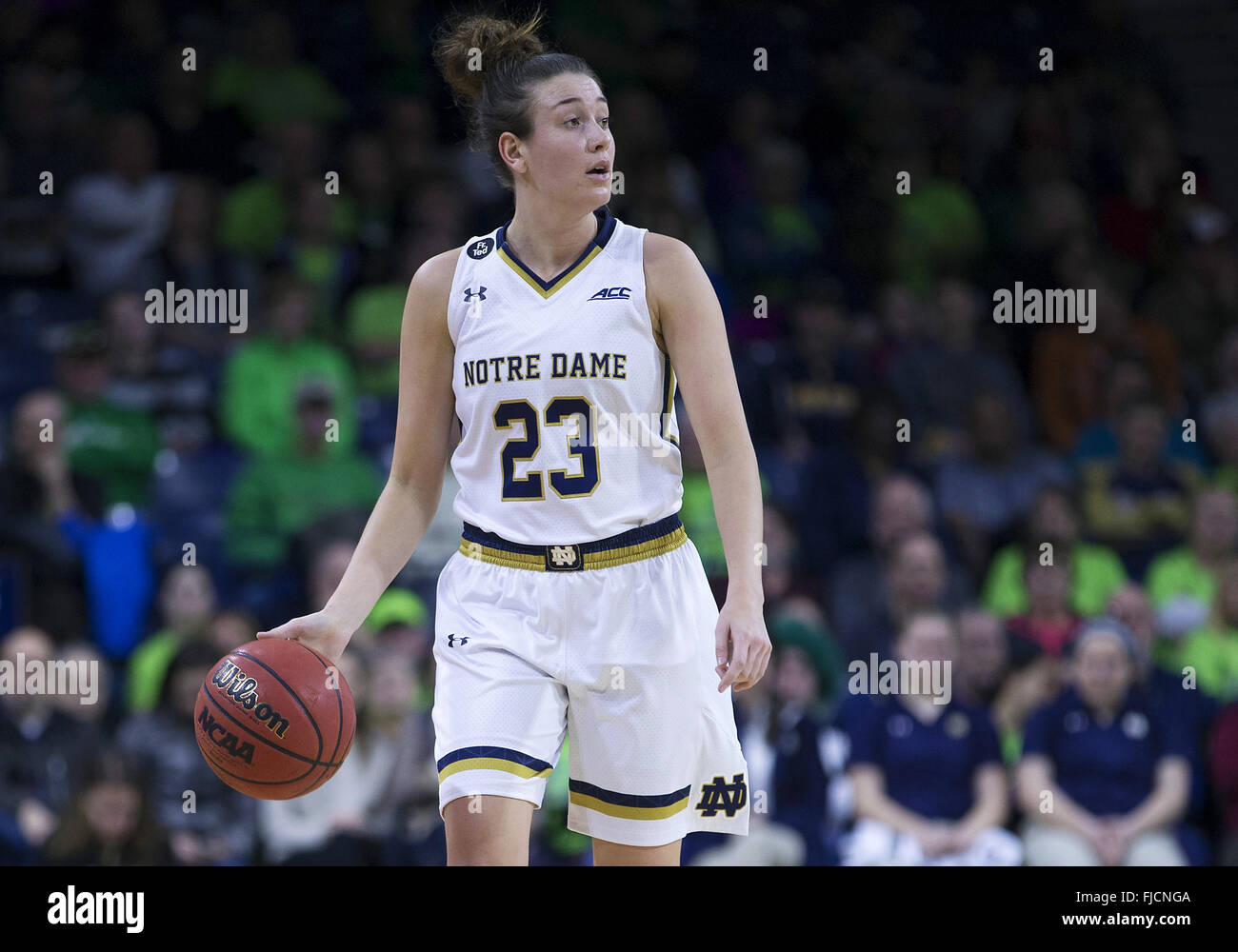 South Bend, Indiana, USA. 27th Feb, 2016. Notre Dame guard Michaela ...