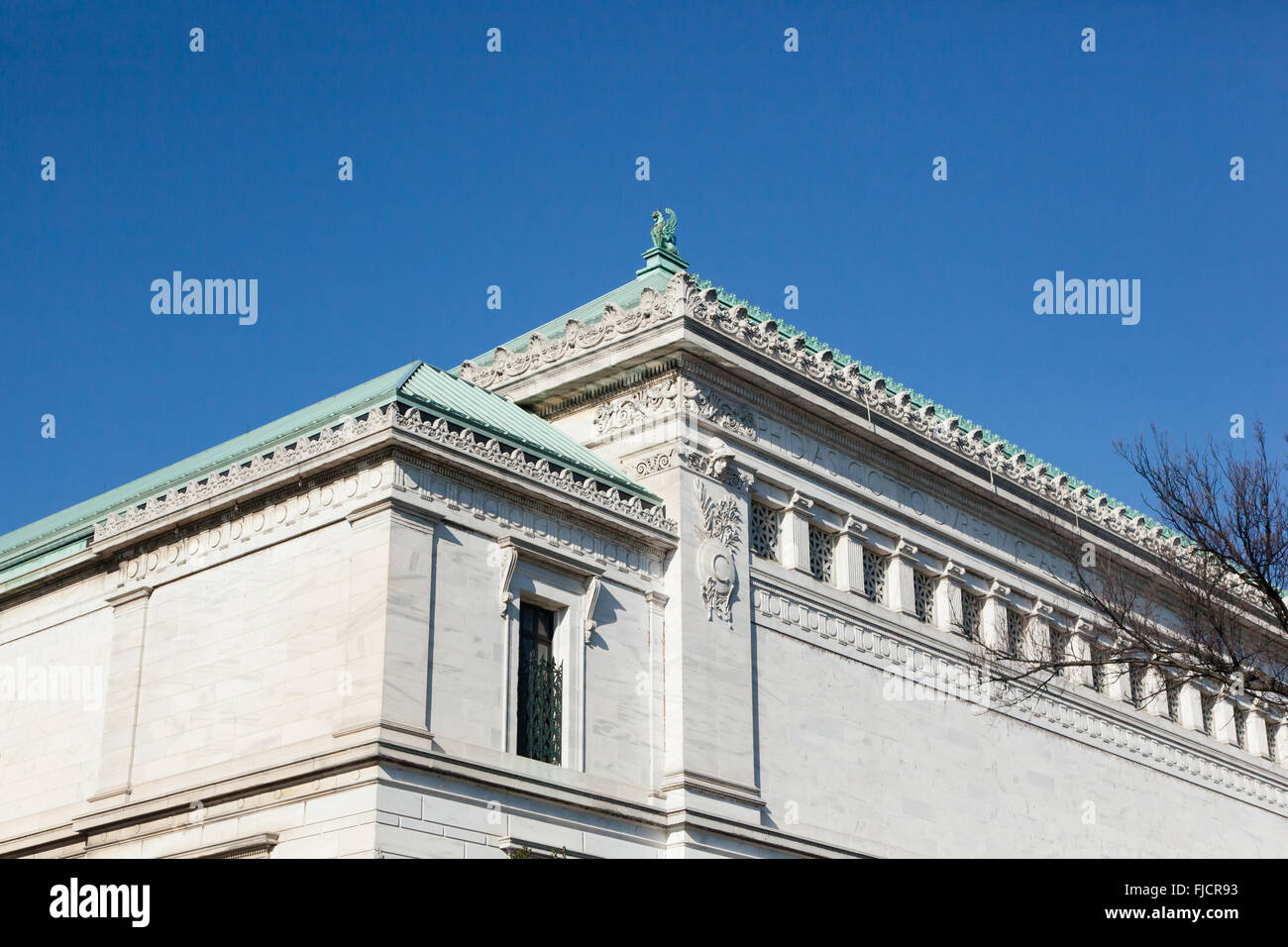 Washington DC - December 6, 2015: Details of the architecture on the top of the Corcoran Gallery ...