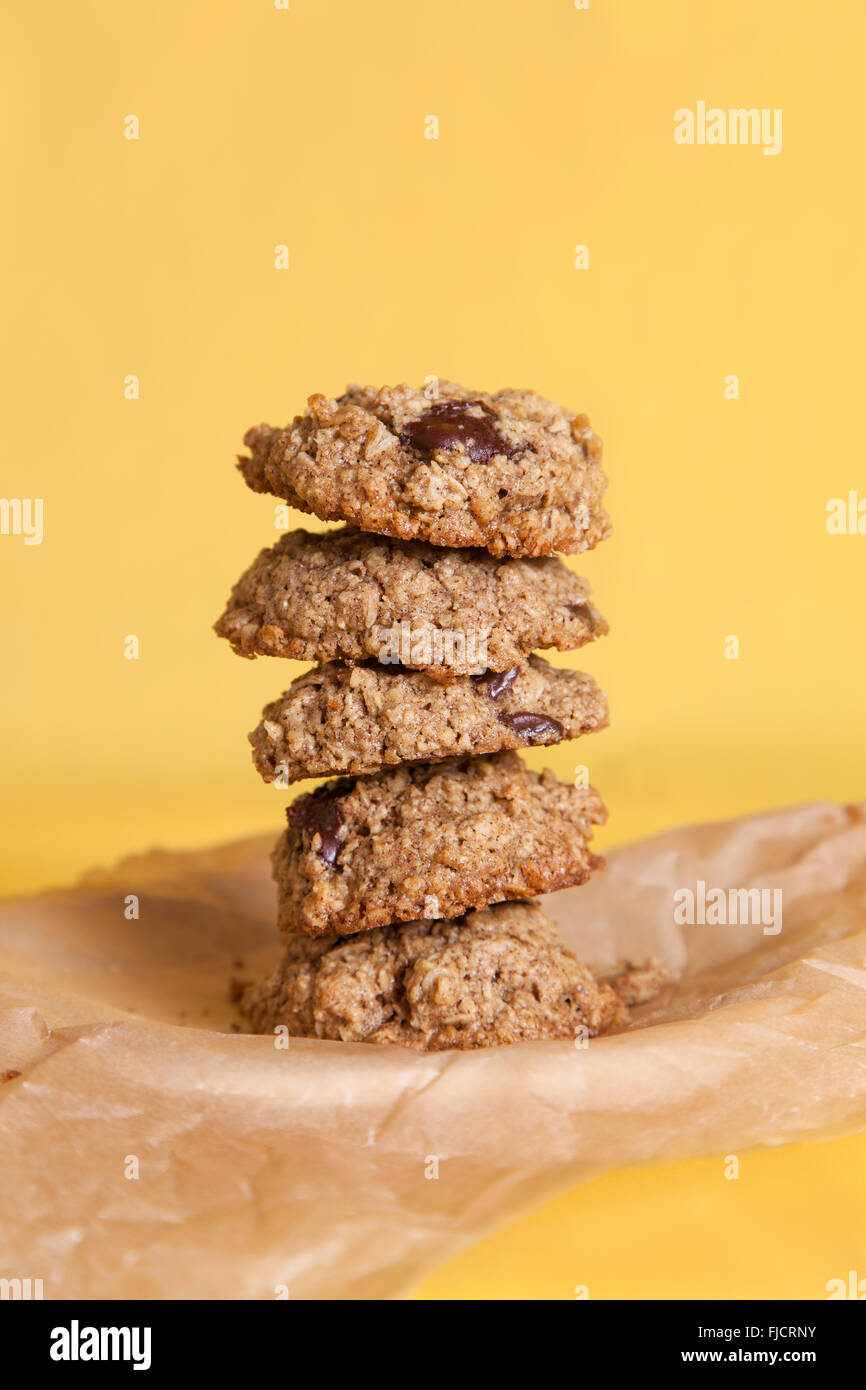 Oatmeal Cookies with a colorful yellow backdrop Stock Photo - Alamy