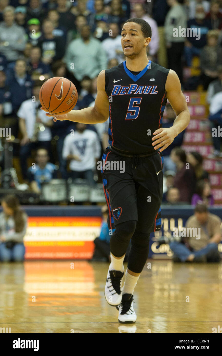 Villanova, Pennsylvania, USA. 1st Mar, 2016. DePaul Blue Demons guard ...