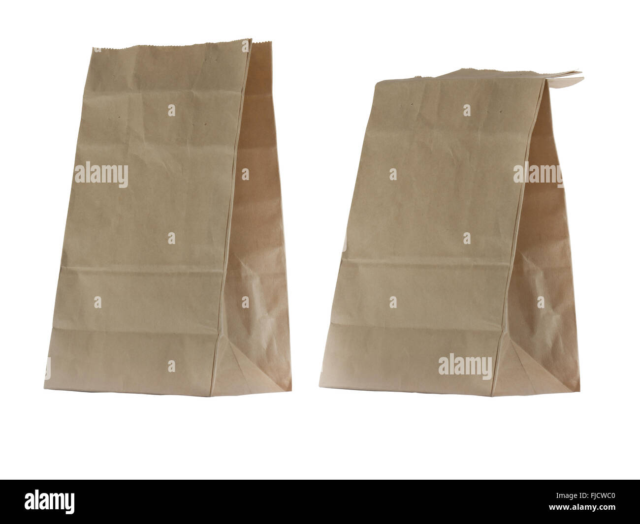 old brown paper bag on white background Stock Photo - Alamy