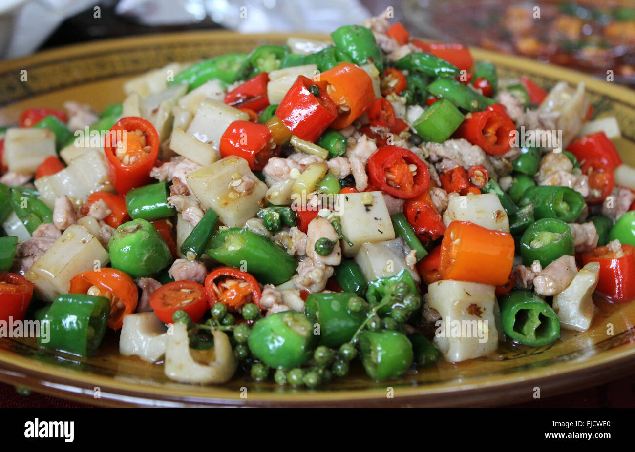 Chinese food: fresh pepper rabbit Stock Photo - Alamy