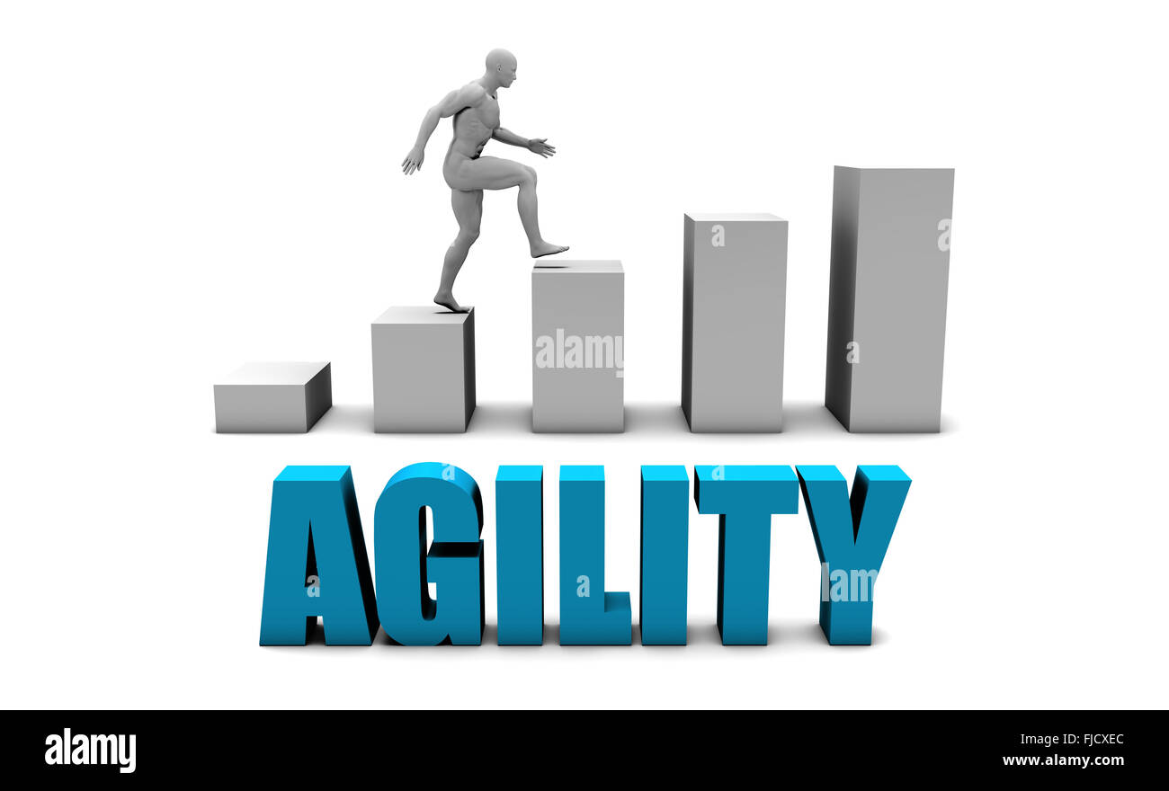 Agility 3D Concept in Blue with Bar Chart Graph Stock Photo - Alamy