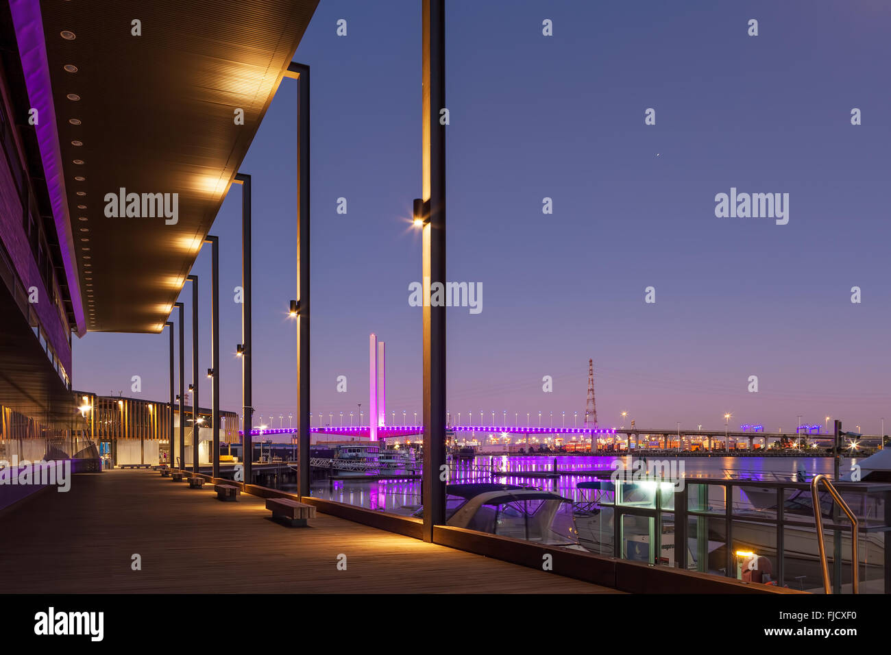Bolte bridge in Melbourne in early morning viewed from Docklands Stock ...