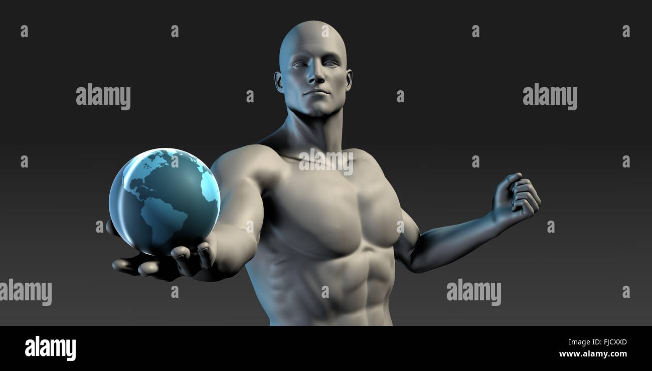 Man Holding an Earth Globe in his Palm Stock Photo - Alamy