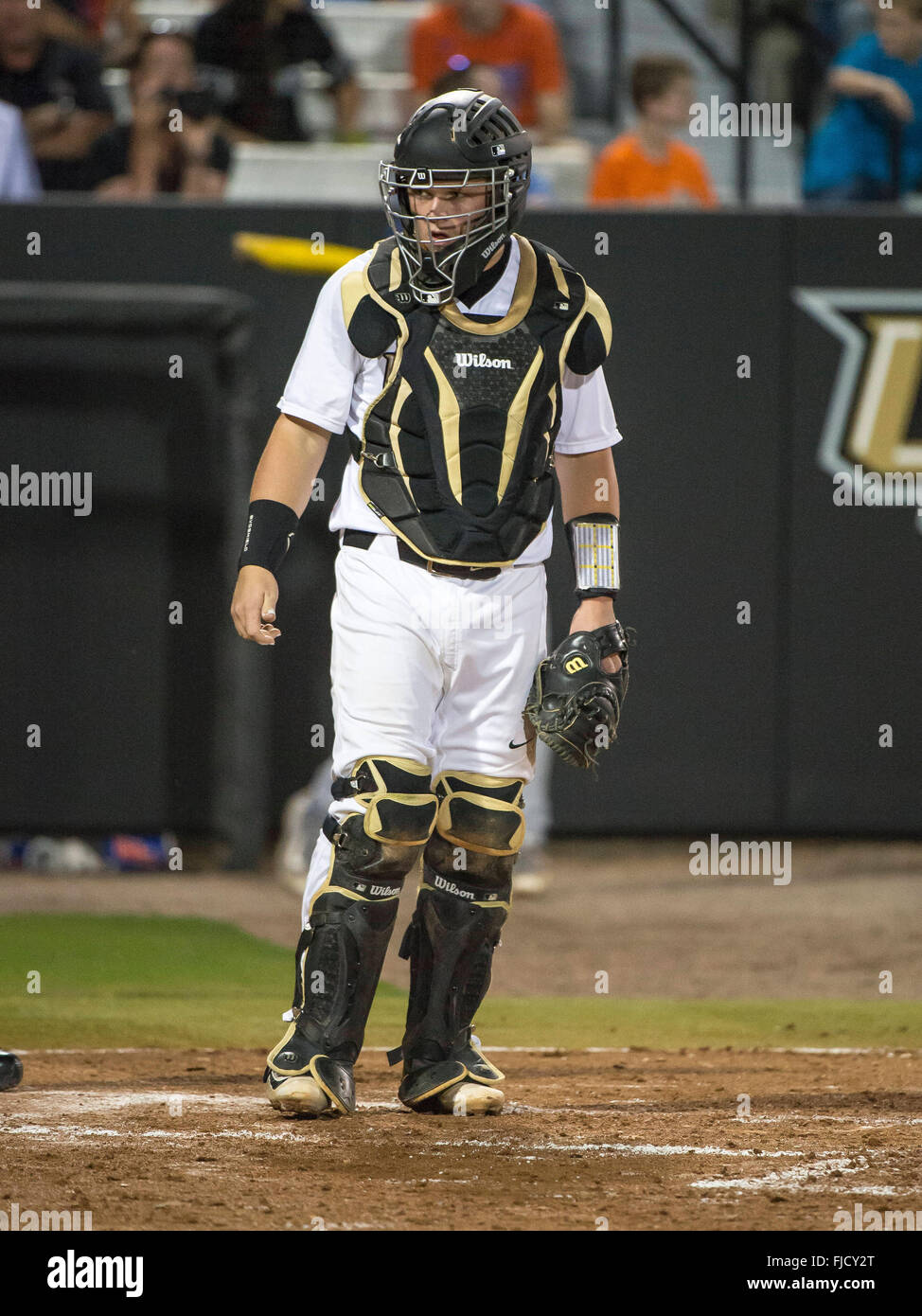 Orlando, FL, USA. 1st Mar, 2016. UCF catcher Logan Heiser (23) during ...