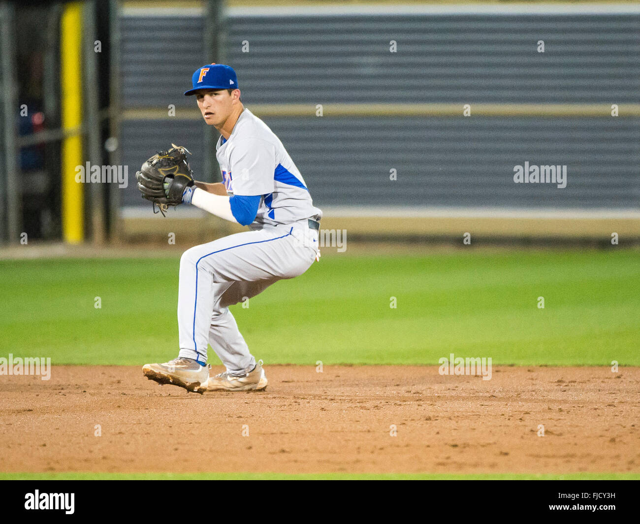 Orlando, FL, USA. 1st Mar, 2016. Florida infielder Dalton Guthrie (5 ...