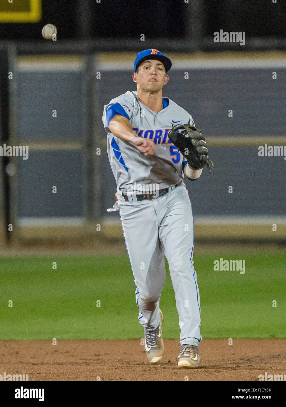 Orlando, FL, USA. 1st Mar, 2016. Florida infielder Dalton Guthrie (5 ...