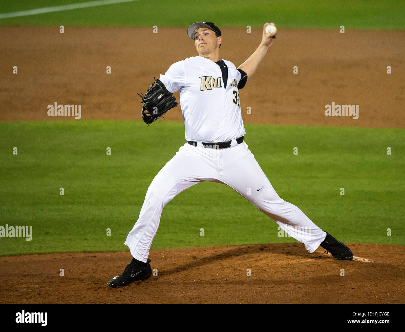 Orlando, FL, USA. 1st Mar, 2016. Relief UCF pitcher Harrison Hukari (33 ...