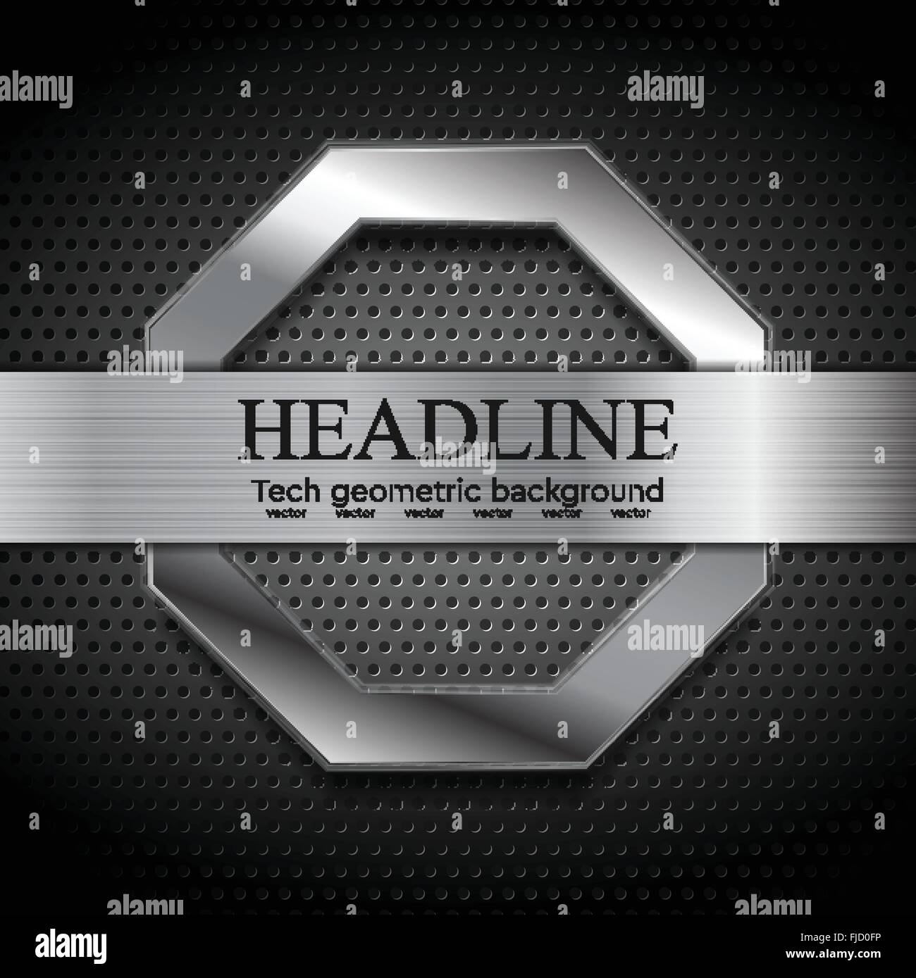 Abstract tech background with metallic octagon shape. Vector ...
