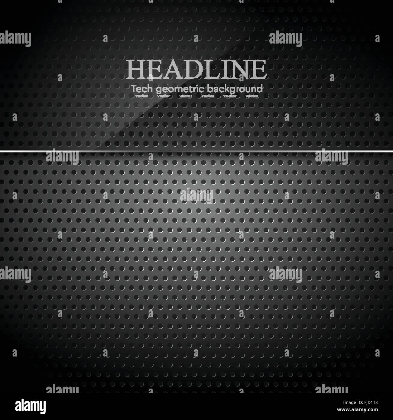 Dark metallic perforated texture with glass banner. Vector illustration ...