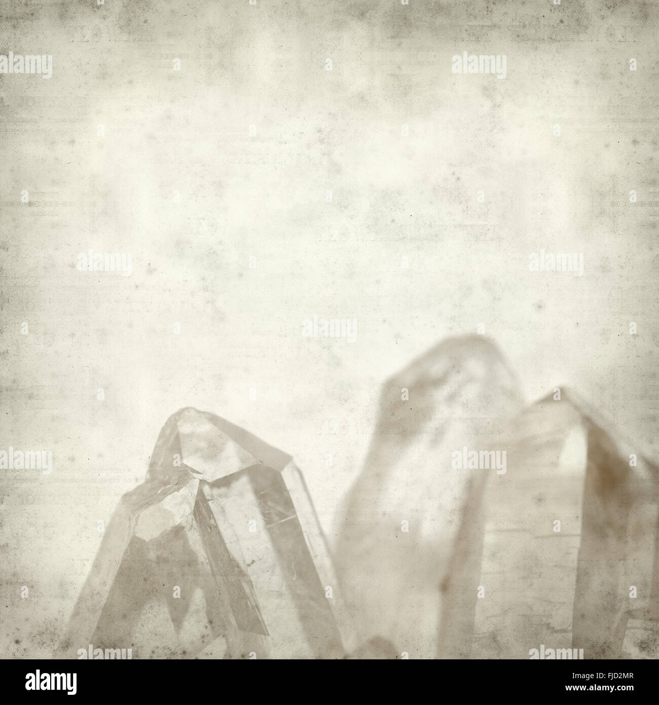 textured old paper background with cluster of quartz crystals Stock ...