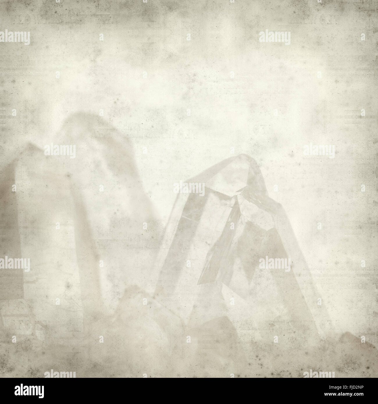 textured old paper background with cluster of quartz crystals Stock ...