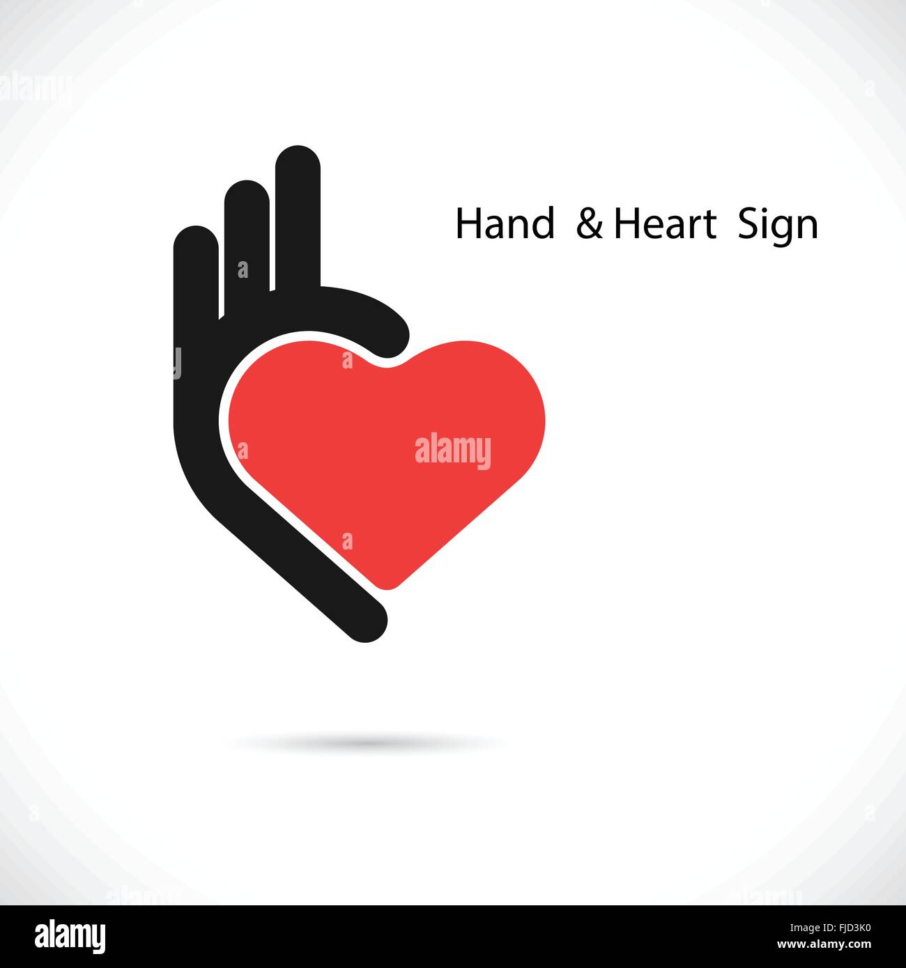 Creative hand and heart shape abstract logo design.Hand Ok symbol icon ...