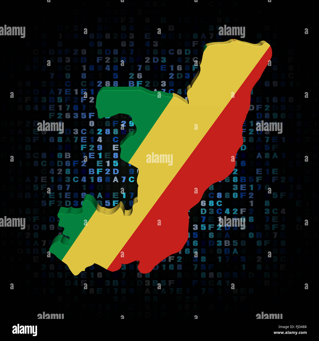 Congo Republic map flag on hex code illustration Stock Photo - Alamy