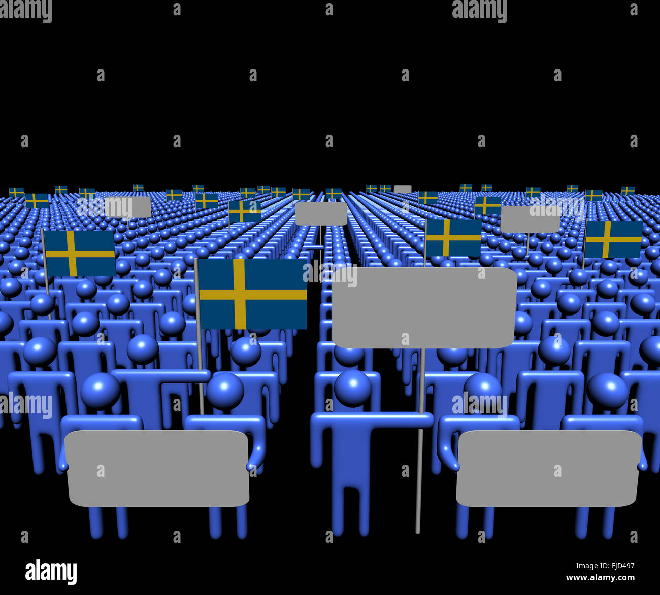 Crowd of people with signs and Swedish flags illustration Stock Photo ...