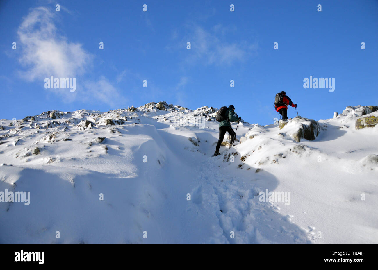 Two Climbers Approaching the Frozen Summit of Swirl How in Deep Snow in ...