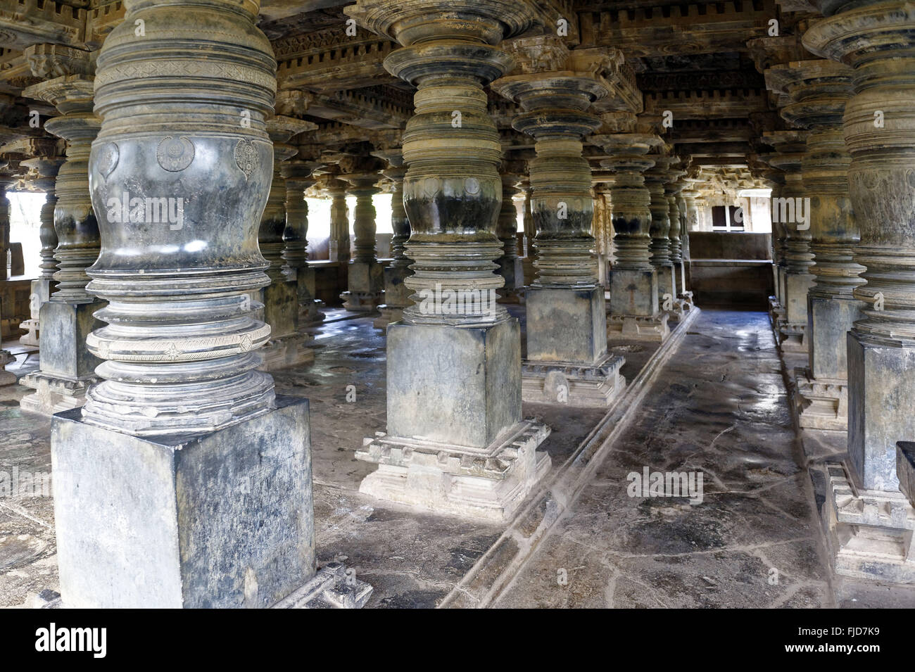 Pillars of nagareshwara temple, bankapur, haveri, Karnataka, india ...