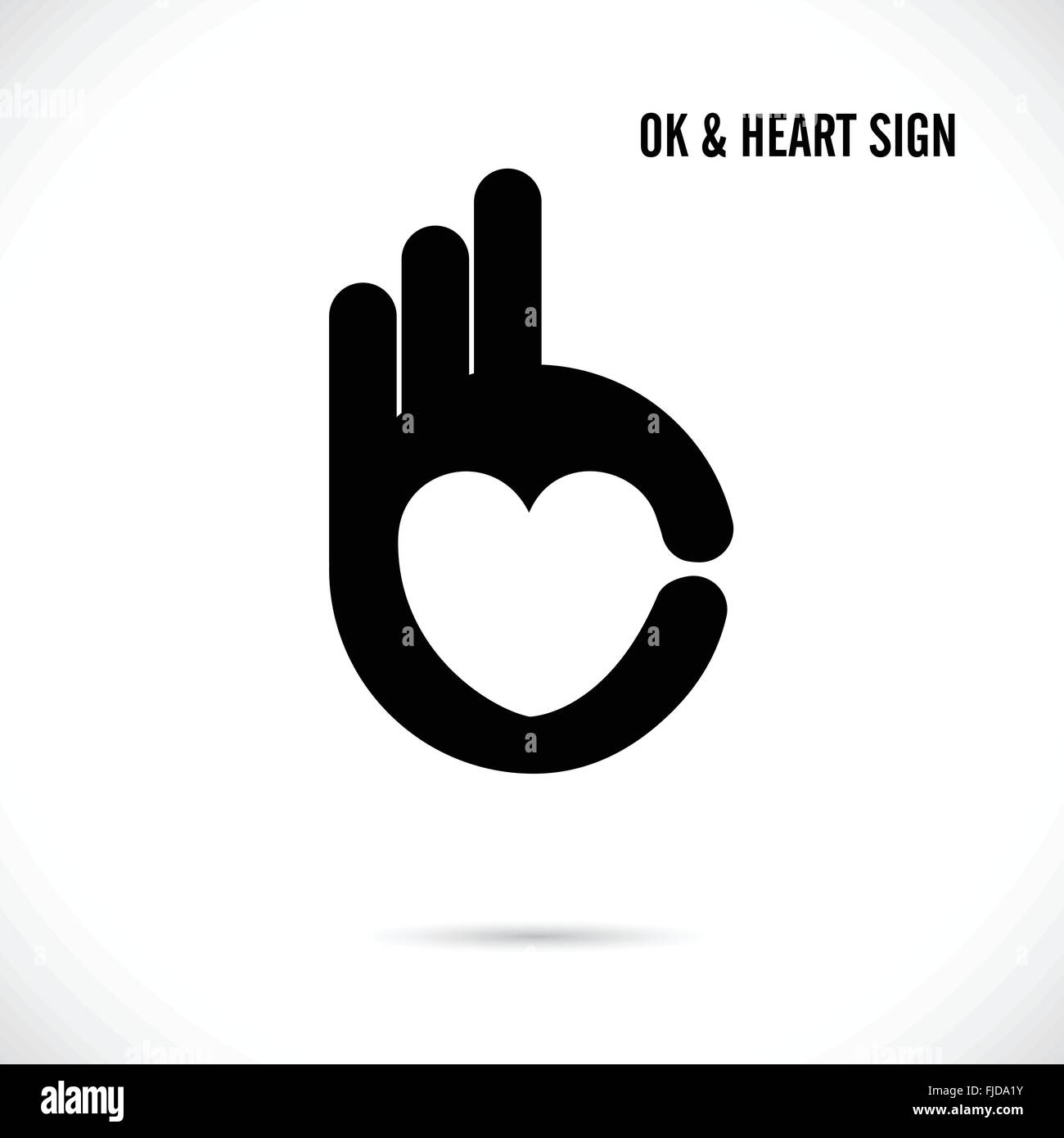 Creative hand and heart shape abstract logo design.Hand Ok symbol icon ...