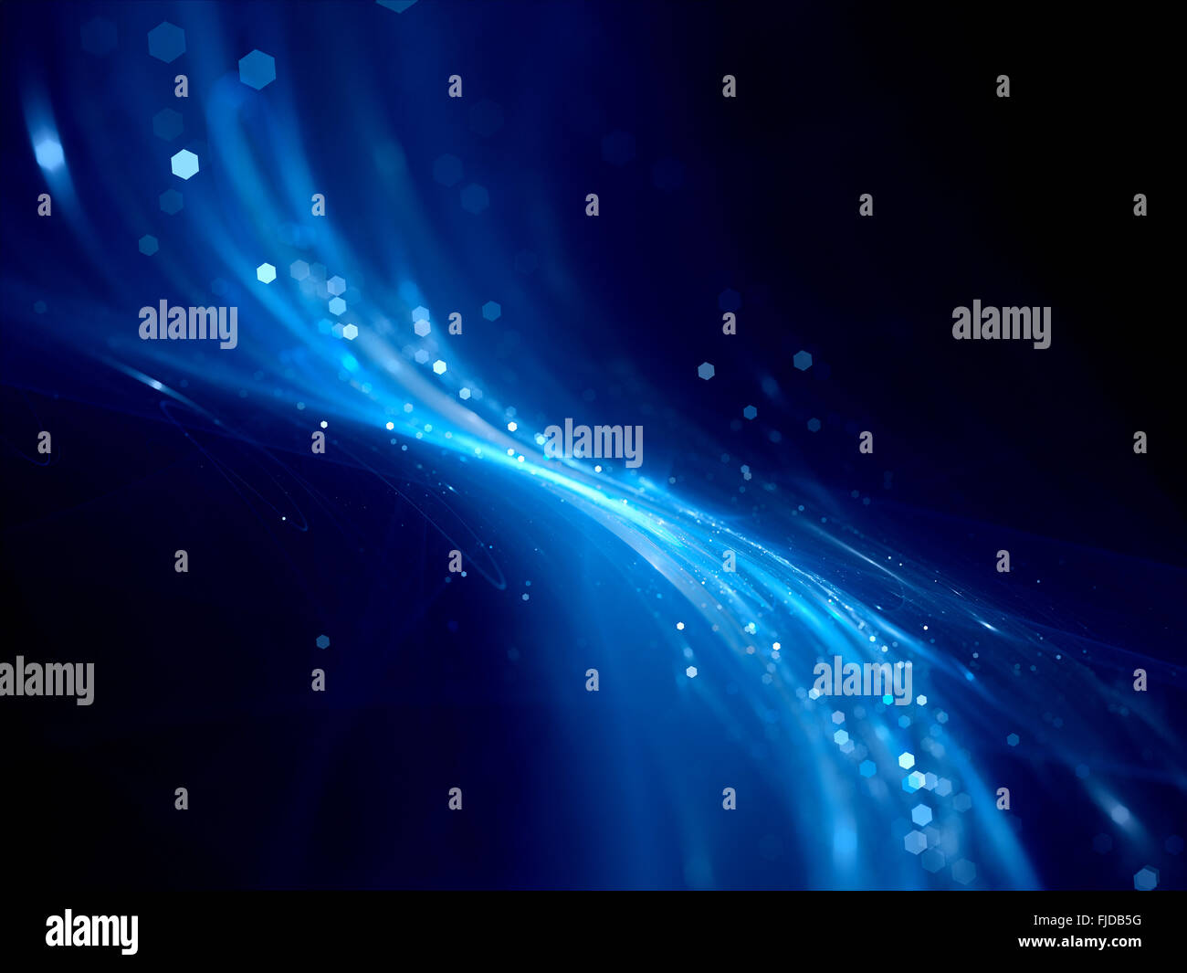 Blue glowing shape in space with depth of field, new technology ...