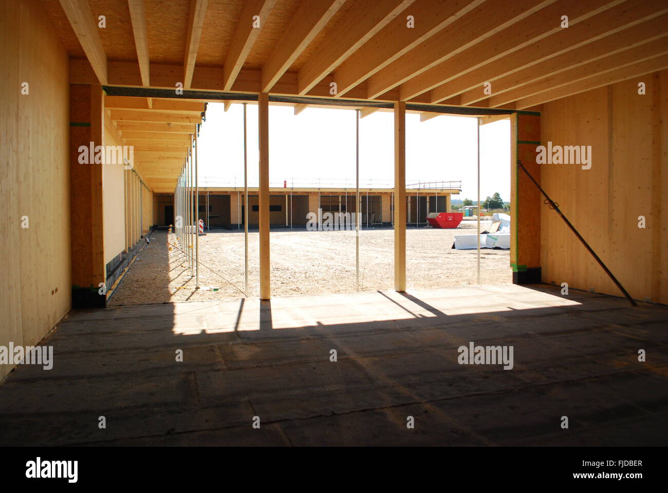 View of open side of a classroom in a school being built Stock Photo ...