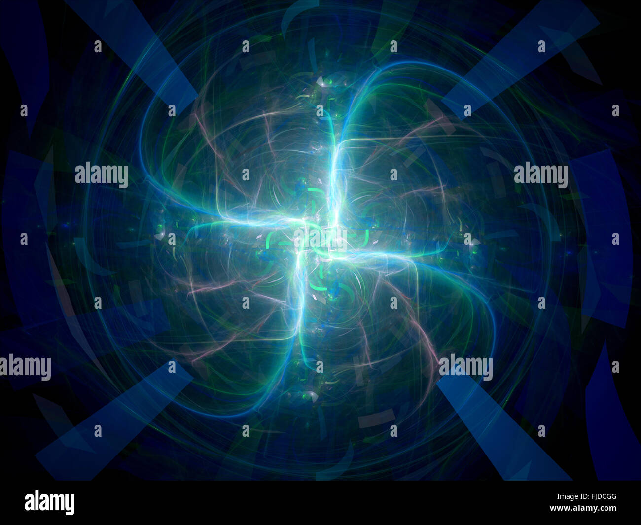 Four plasma rays fractal artwork, computer generated abstract ...