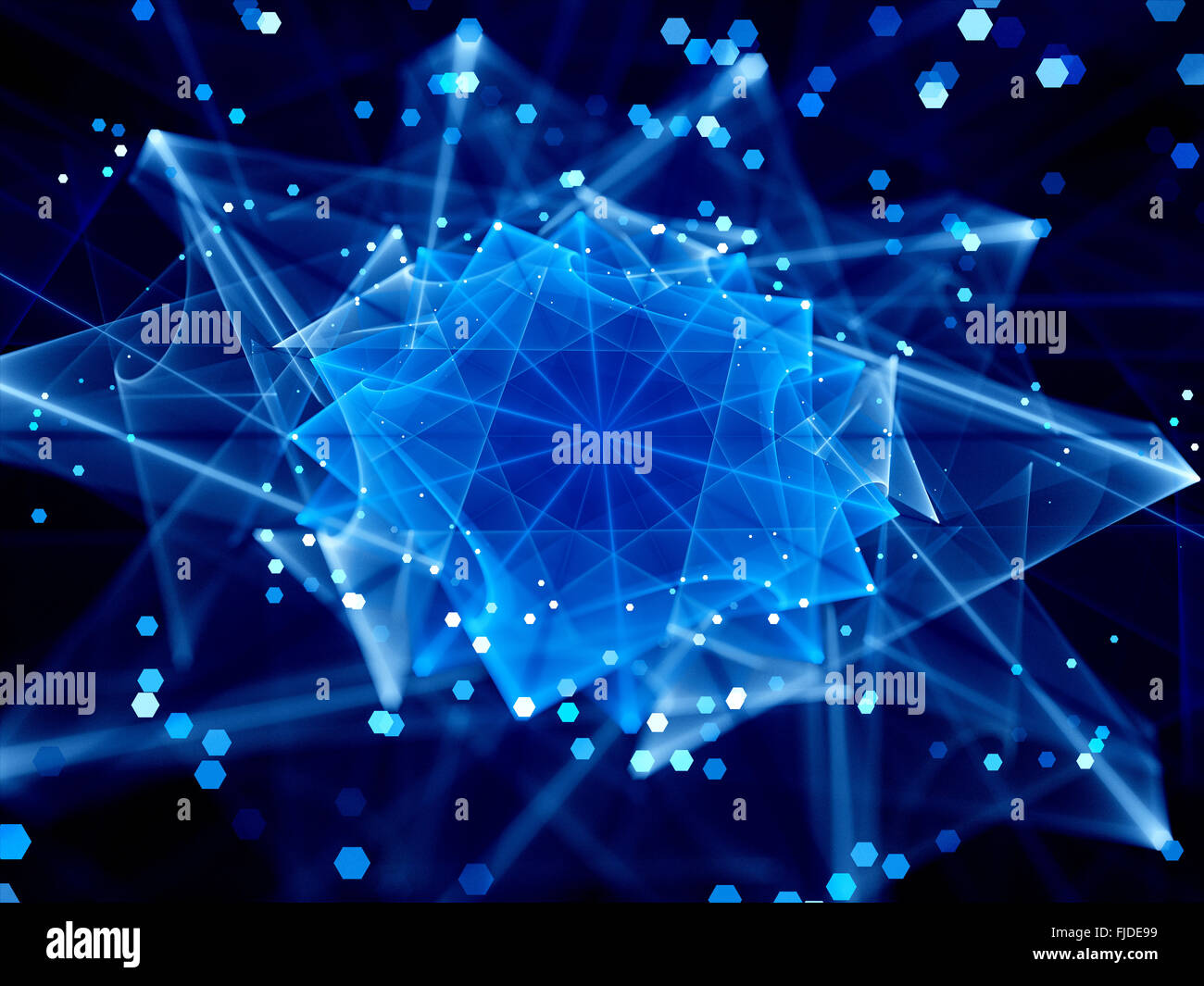 Blue glowing magic connections in space, computer generated abstract ...