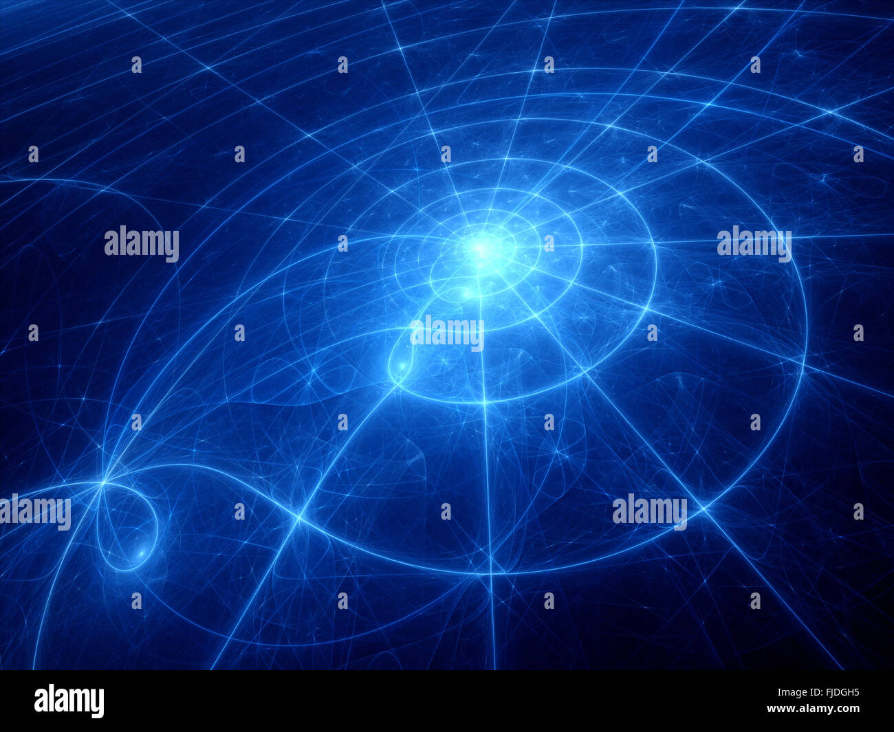 Blue glowing planetary system trajectories, computer generated abstract ...