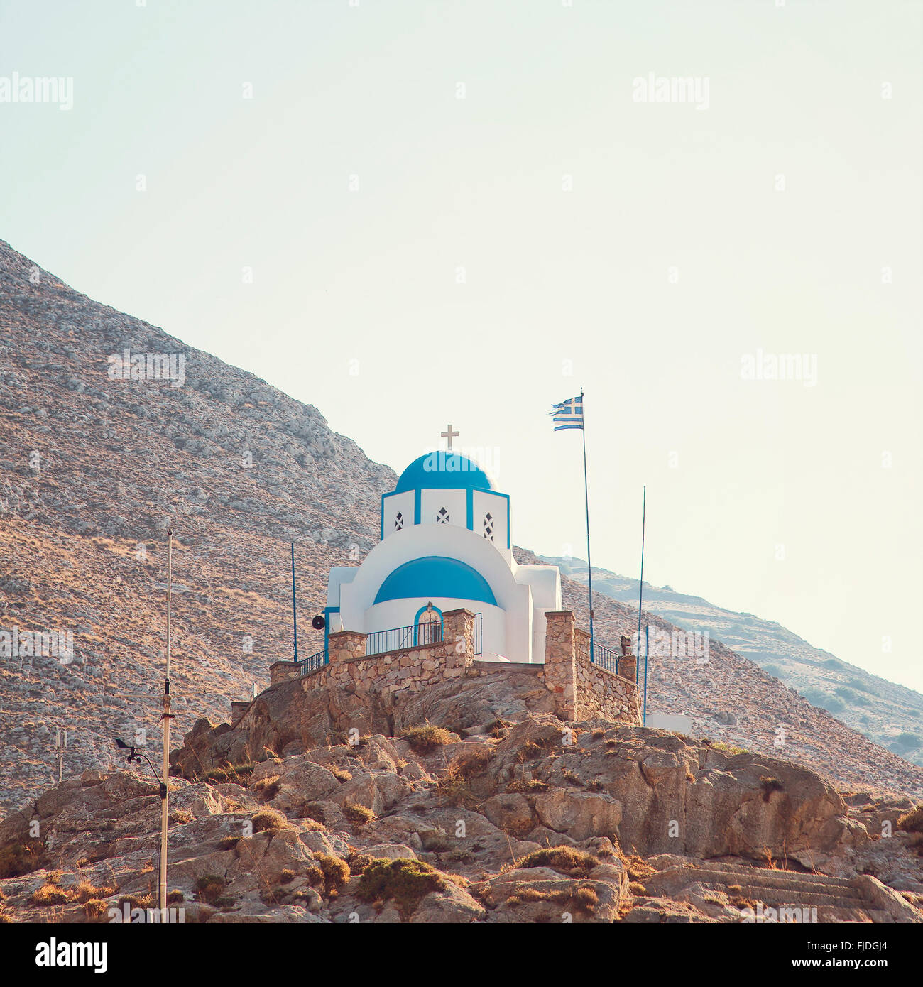 Image of small hillside chapel in Kamari, Santorini Stock Photo - Alamy
