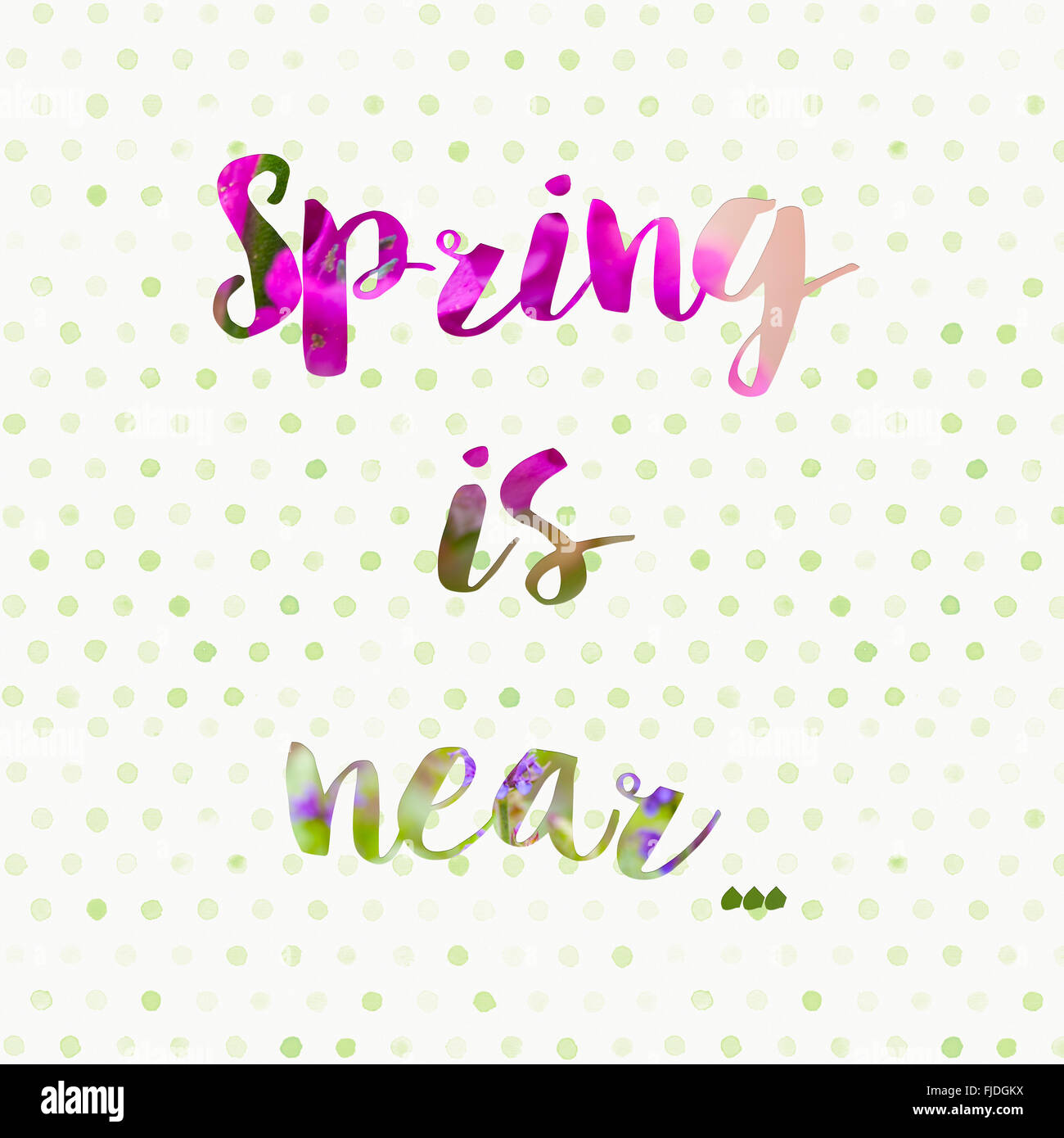 Spring background with text and watercolor dots Stock Photo - Alamy