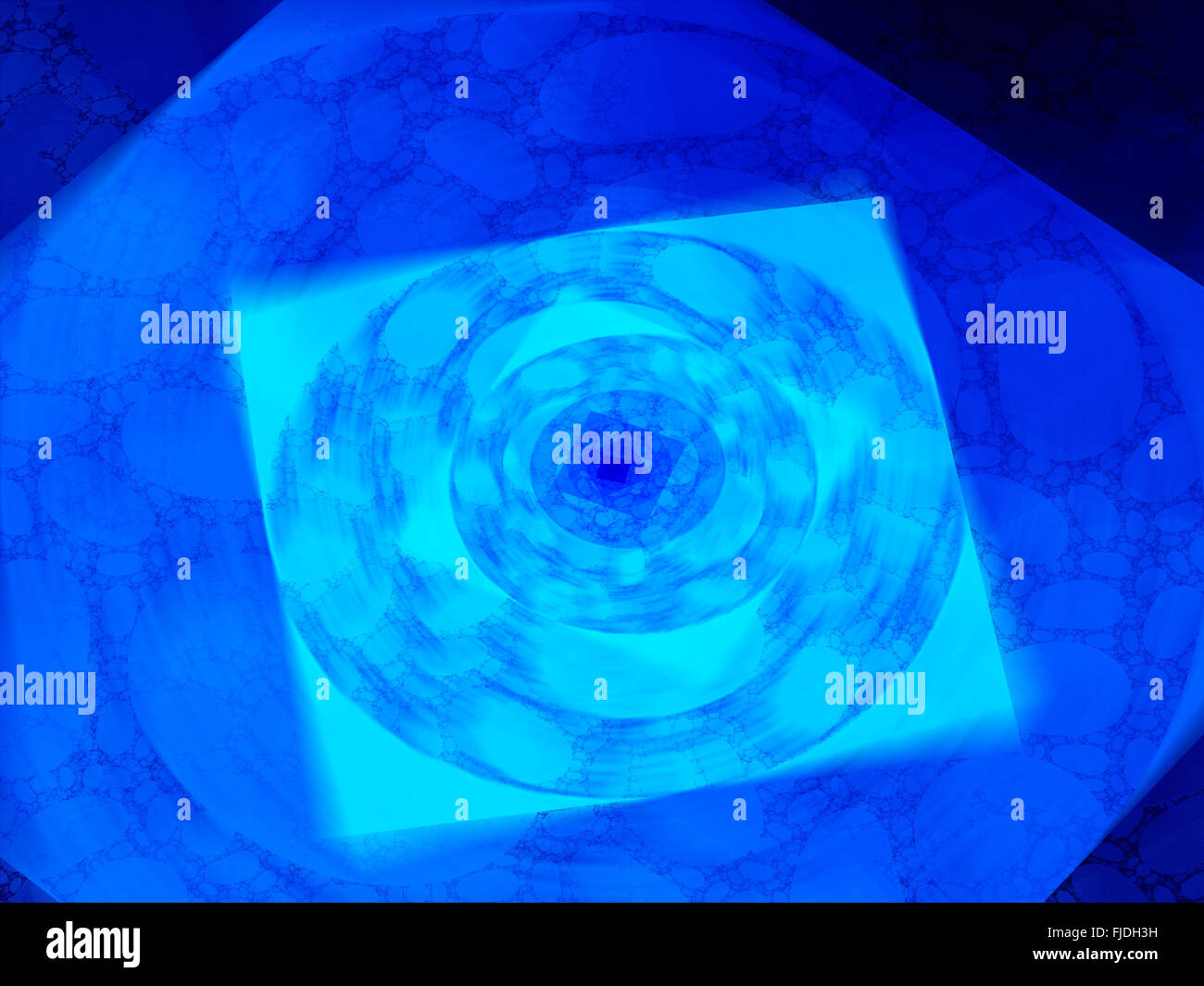 Blue rotating fractal objects, computer generated abstract background ...