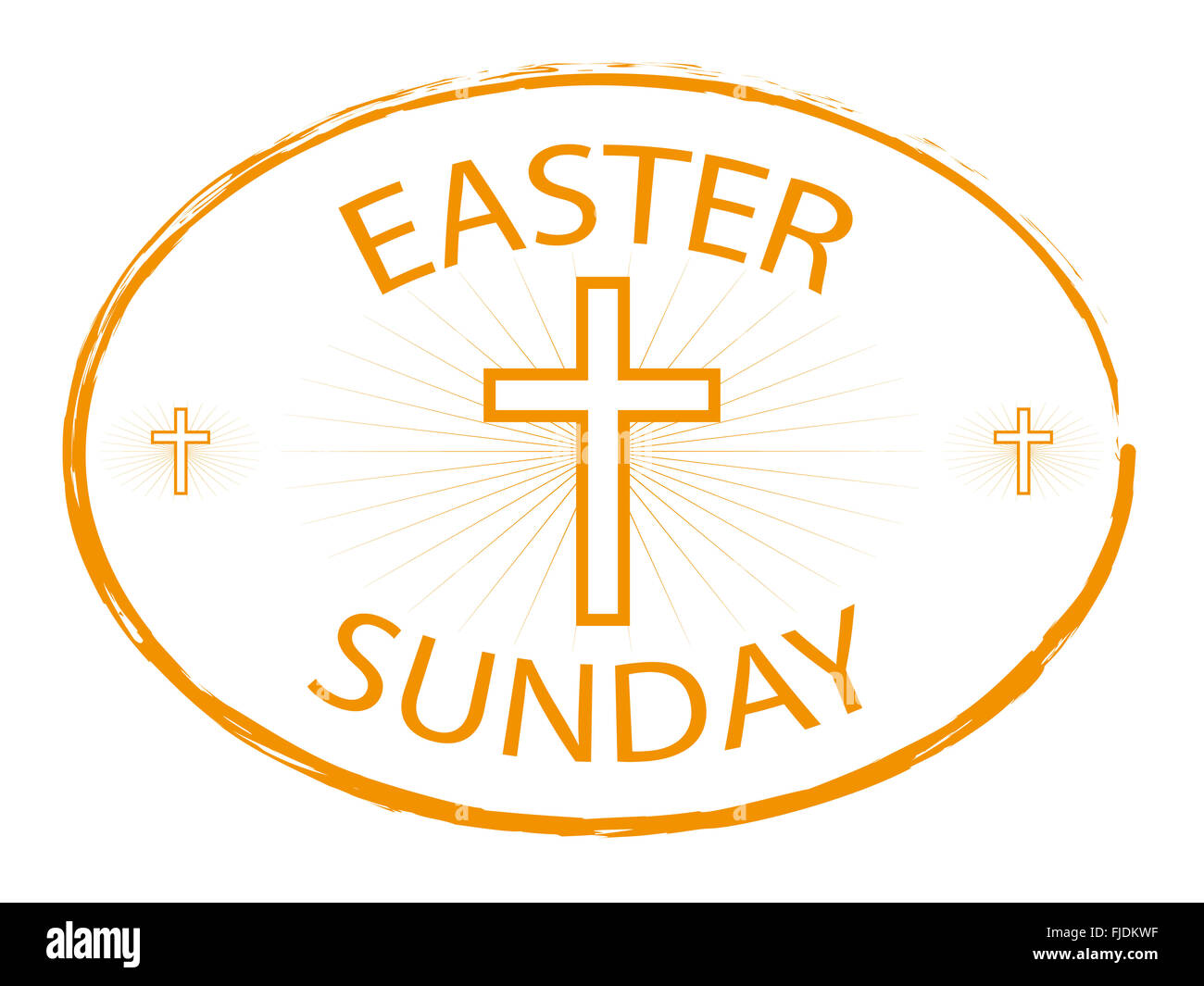 easter sunday stamp style with cross symbol isolated on white ...
