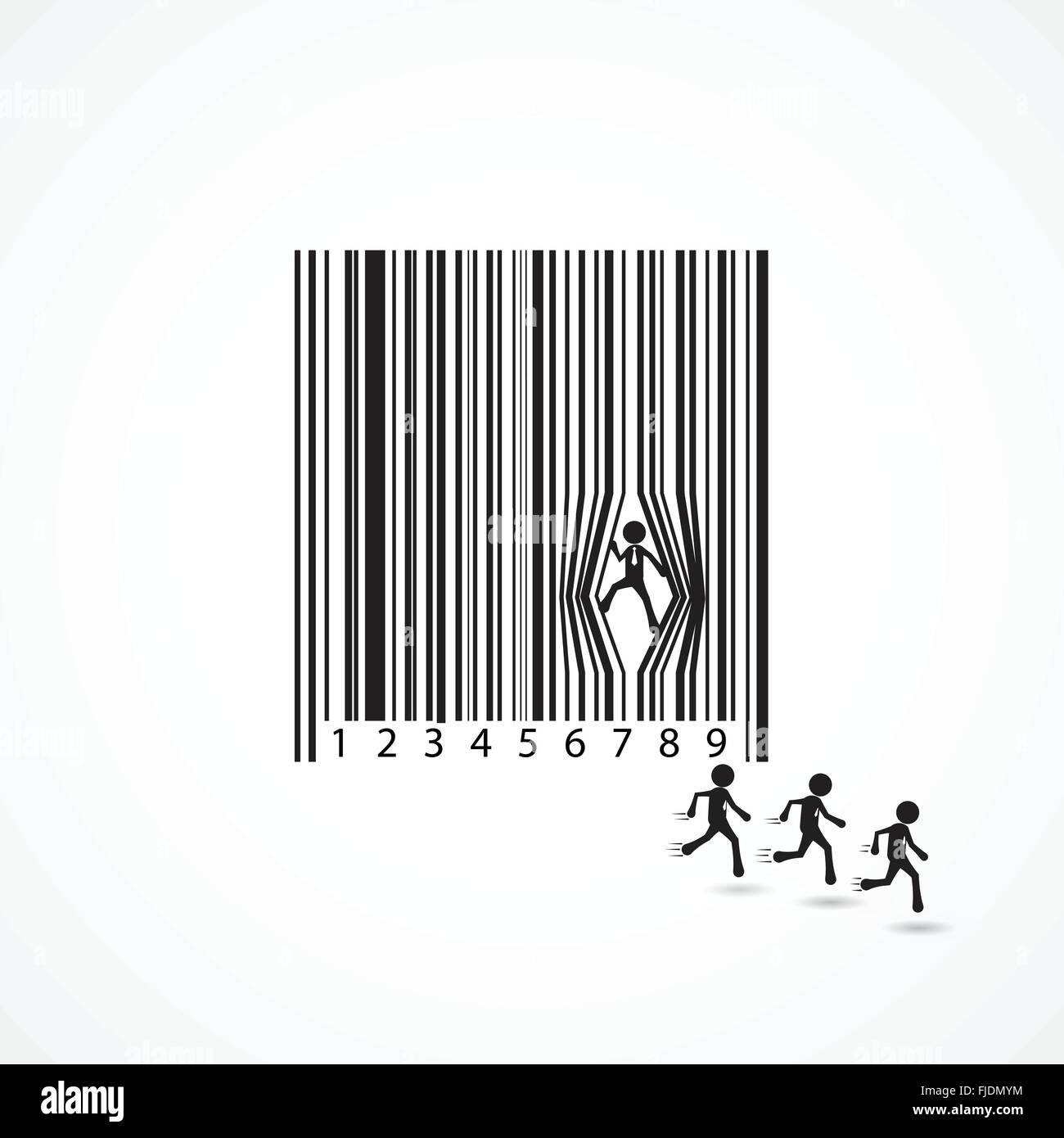 Businessman sign with dilapidation barcode.Escape,flee,lift,move,force ...