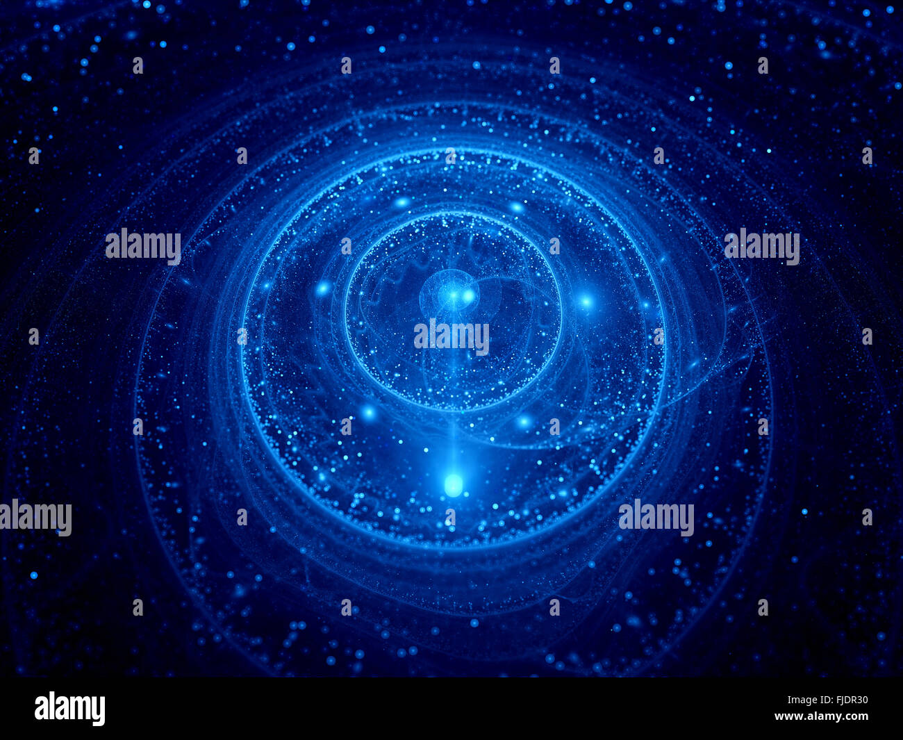 Blue glowing galactic clock fractal, computer generated abstract ...