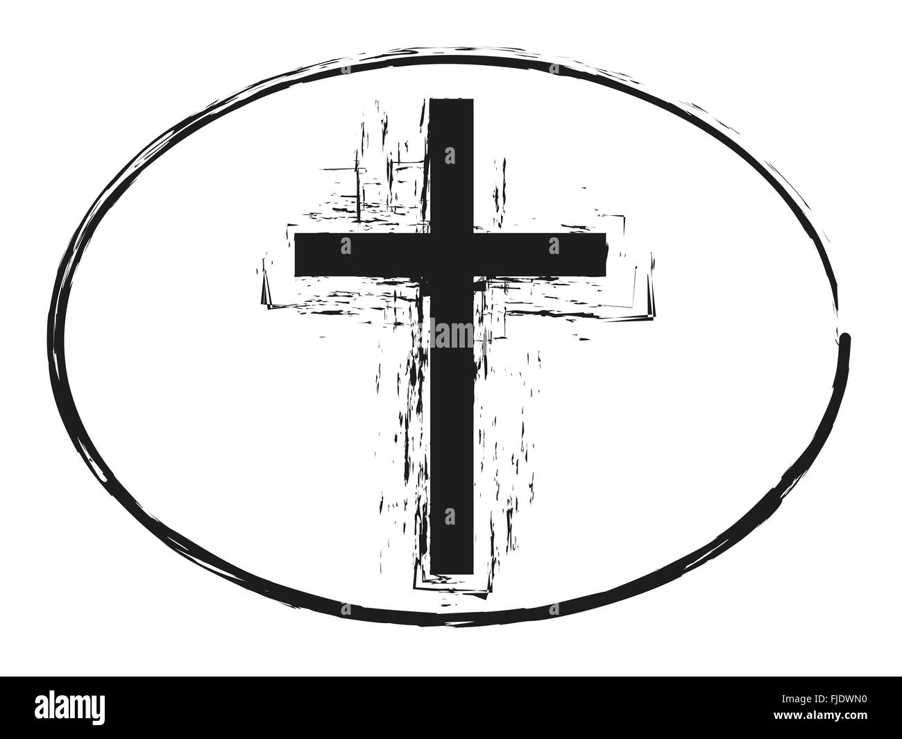 Black grunge cross stamp style, christian cross symbol isolated on ...