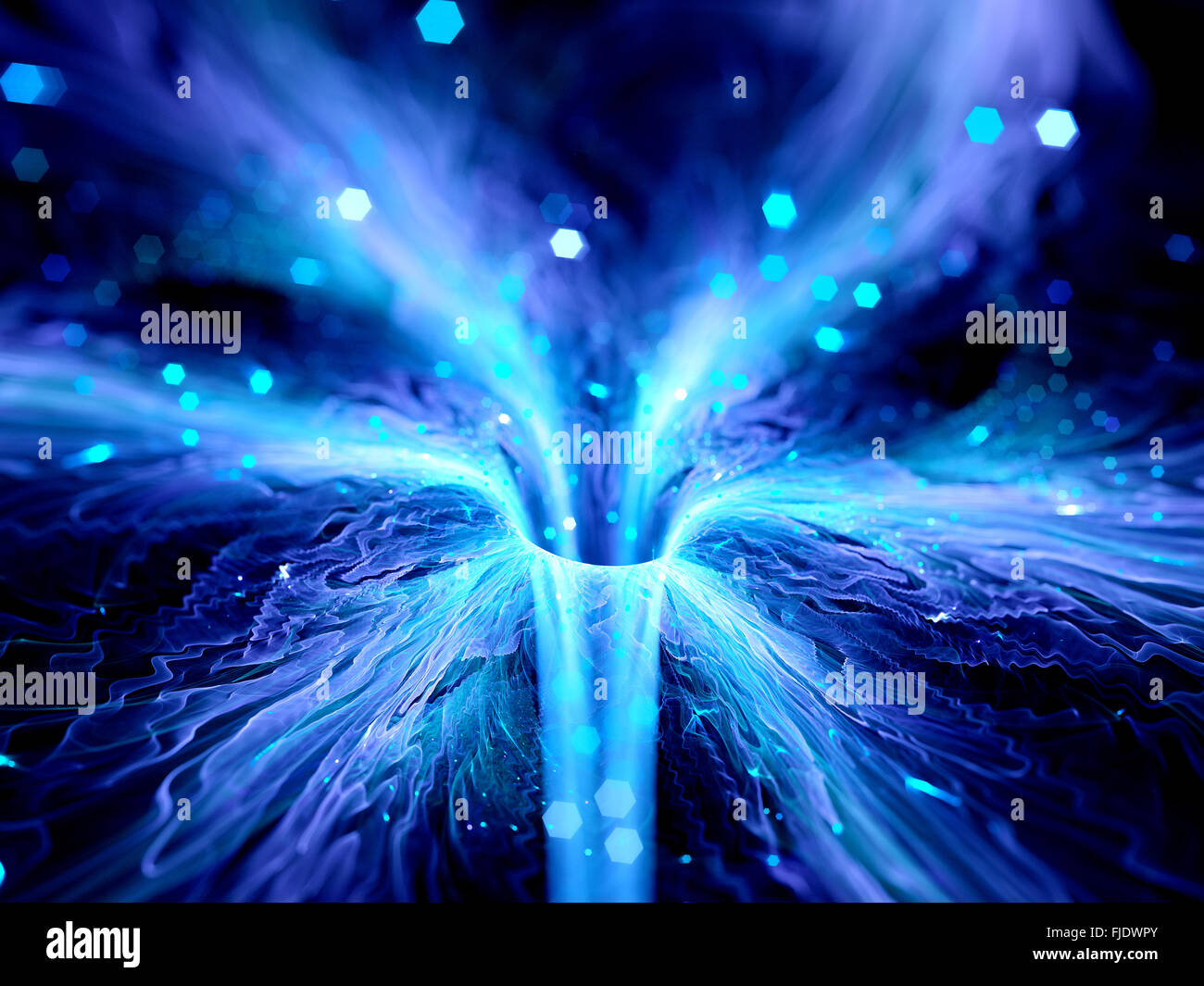 Blue glowing magical wormhole in space, computer generated abstract ...