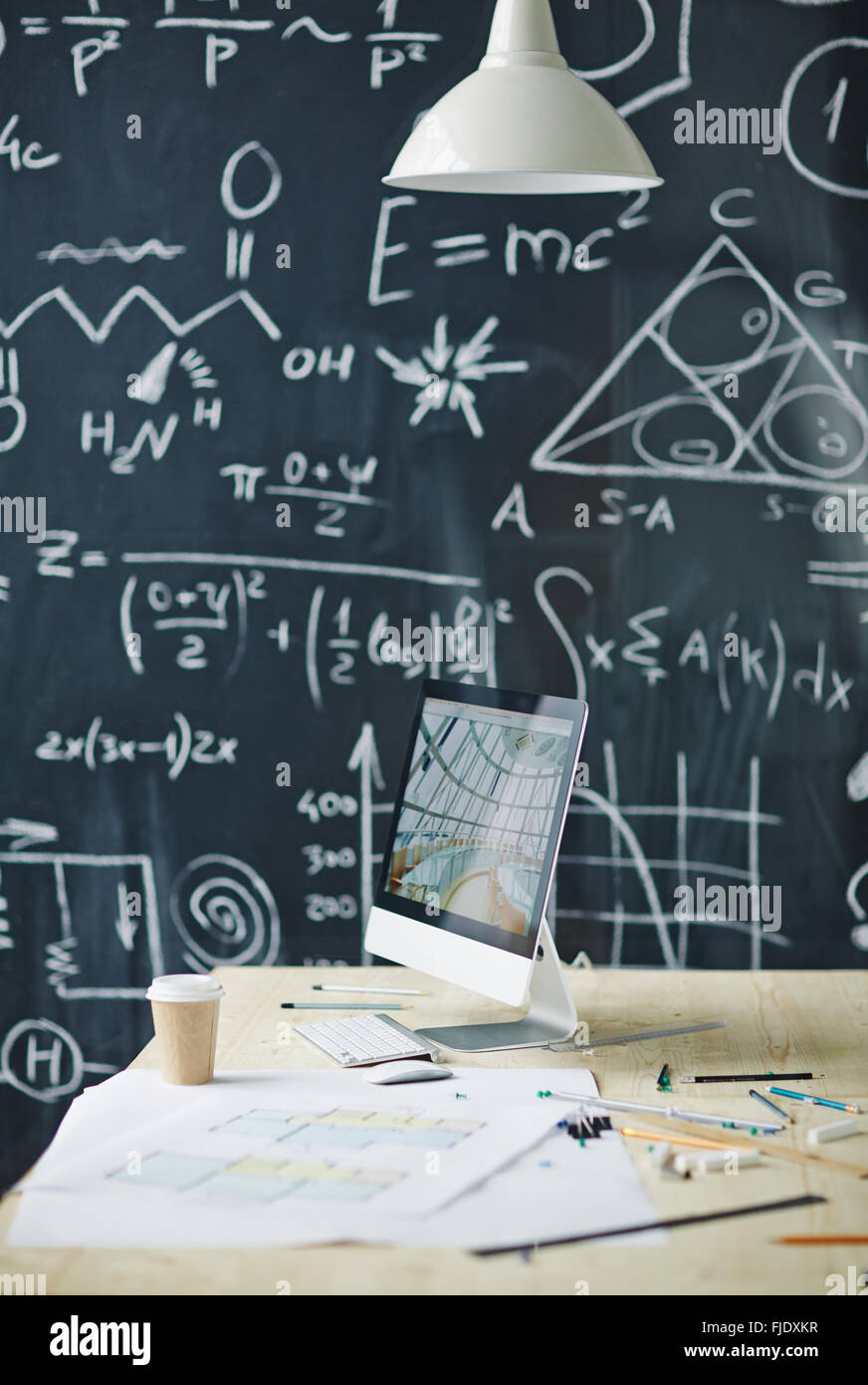 Student’s workplace in the class Stock Photo - Alamy
